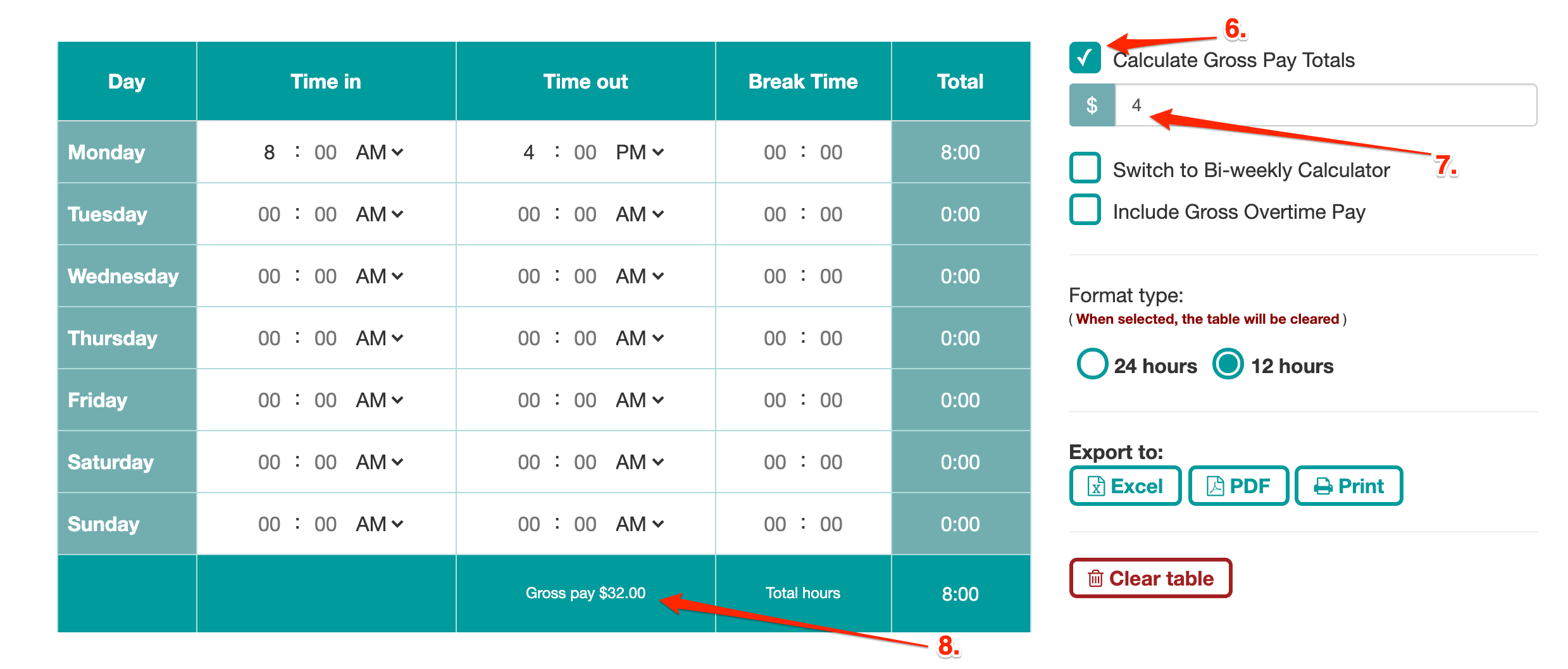 Free timesheet calculator, free time clock, time card calculator ...